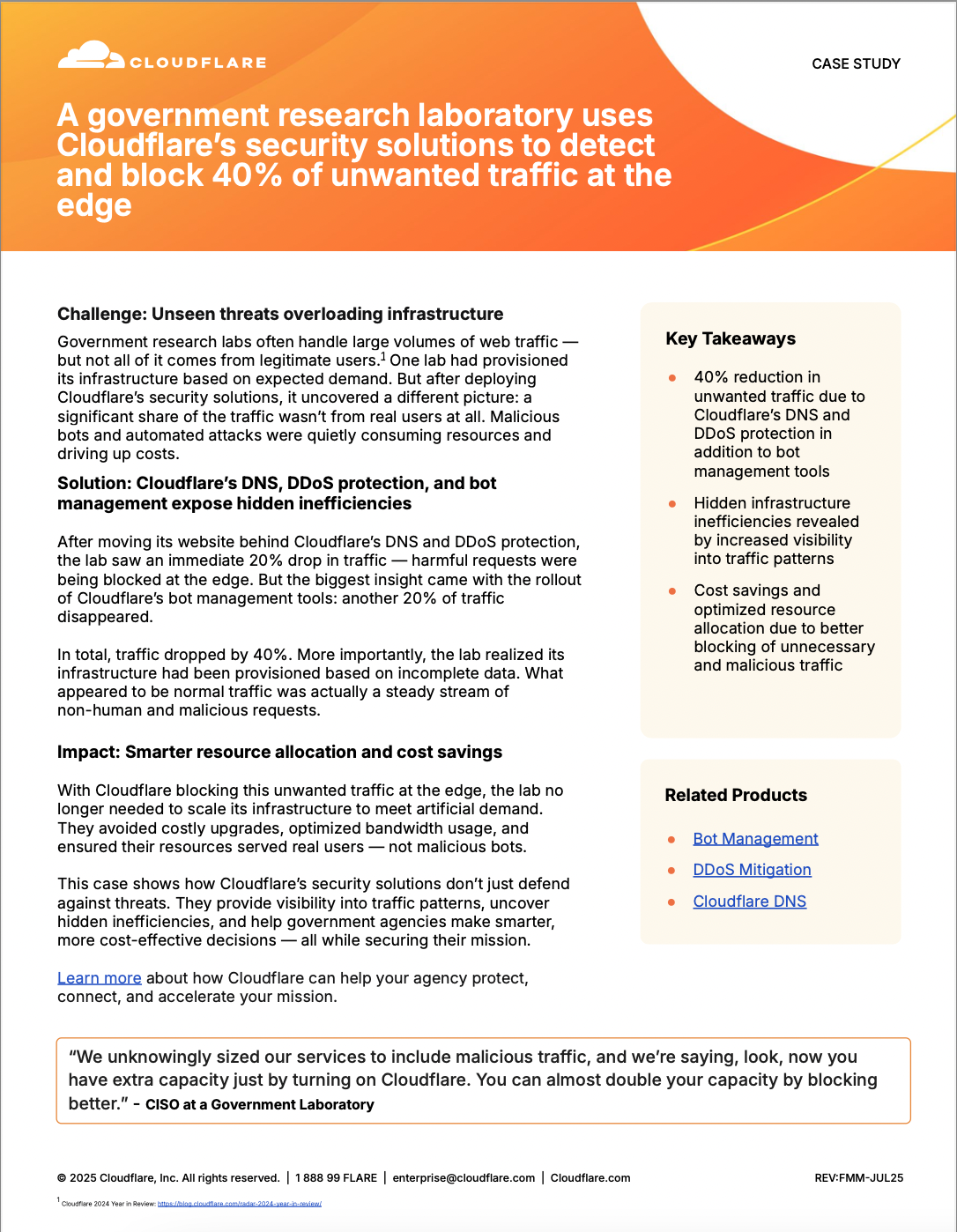 A government research laboratory uses Cloudflareʼs security solutions ...