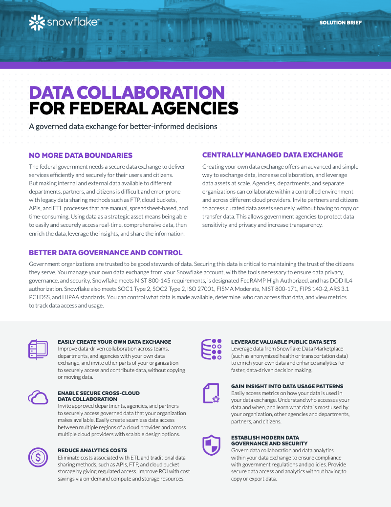 Data collaboration for Federal agencies