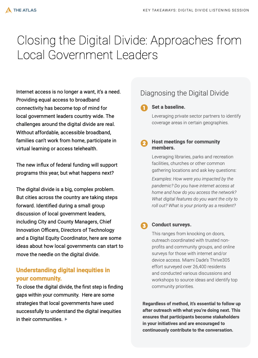 Closing the Digital Divide: Approaches from Local Government Leaders